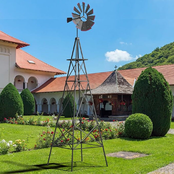 17 Stories 8.3FT Windmill Yard Garden Metal Ornamental Wind Mill ...