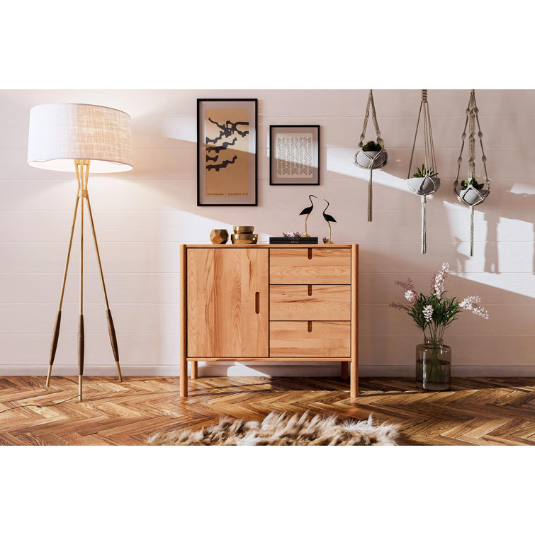 Union Rustic Kaelig 3 Drawer 97Cm W Solid Wood Combi Chest | Wayfair.co.uk