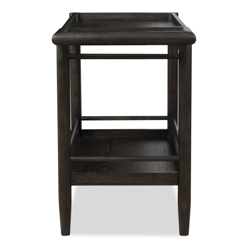 Birch Lane™ Shay Rockport Two Shelf Rolling Bar Cart In Yin | Wayfair
