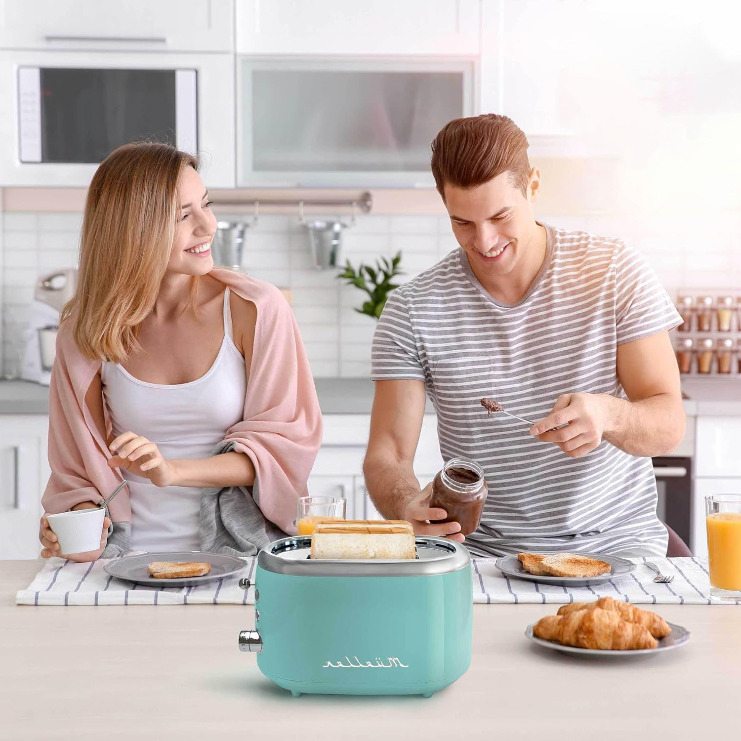 Bazwe Toaster 2 Slice with 7 Browning Levels and 3 Function, White ...