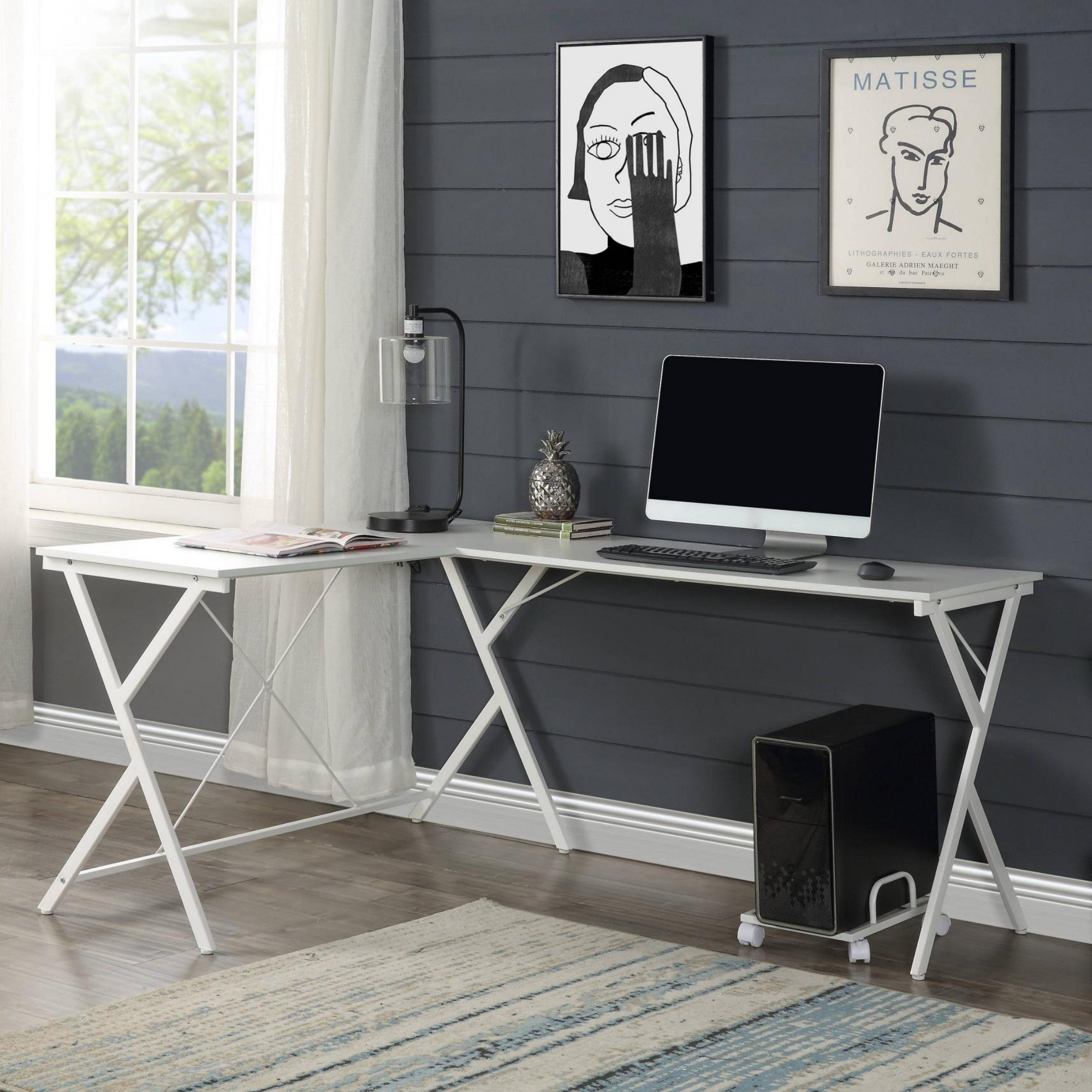 Inbox Zero Photiades Glass L-Shape Corner Computer Desk | Wayfair