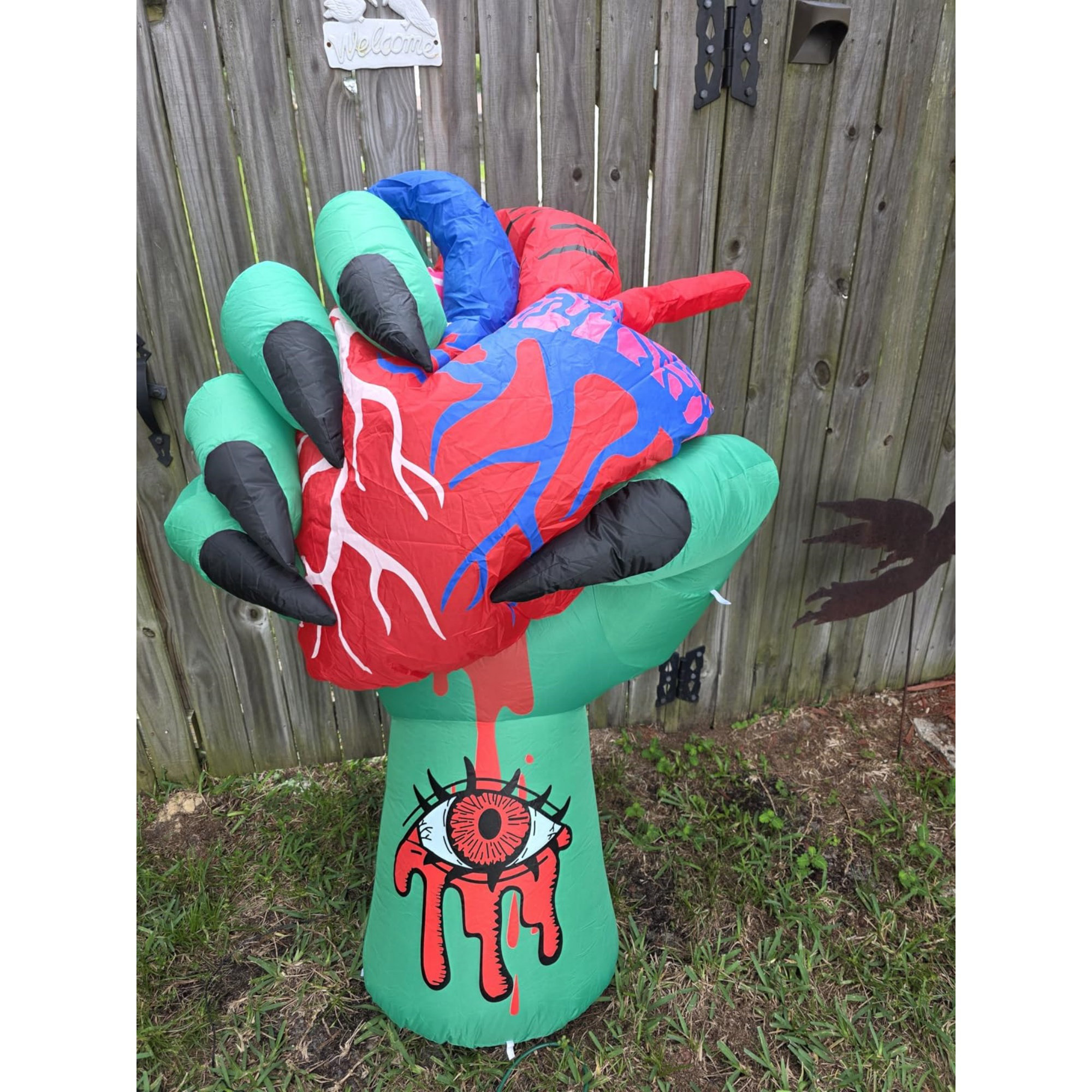 The Holiday Aisle® 5 FT Halloween Inflatables Zombie Hand With Pumping ...