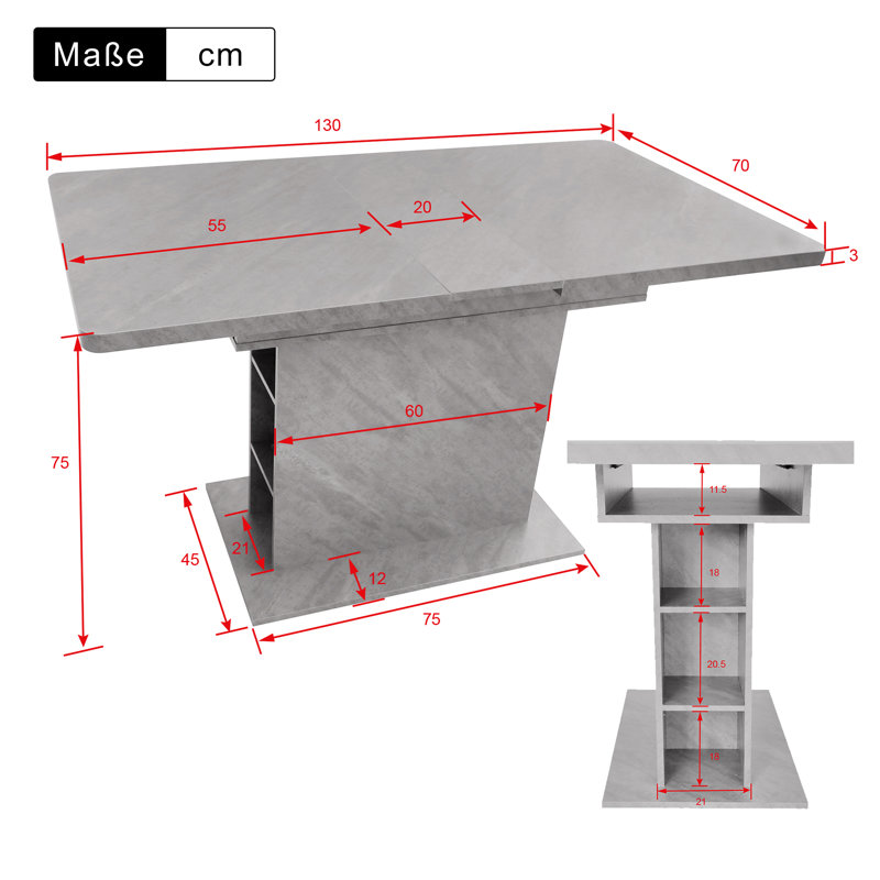 Metro Lane 130Cm Extendable Dining Table With Storage | Wayfair.co.uk