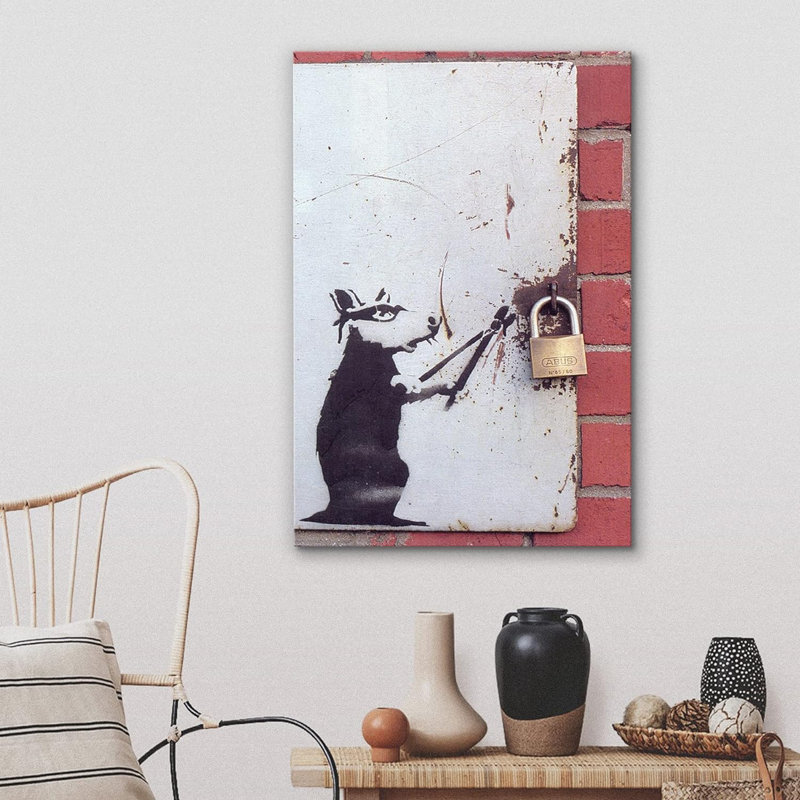 IDEA4WALL Banksy Rat Breaking Padlock Print Graffiti & Street Art ...