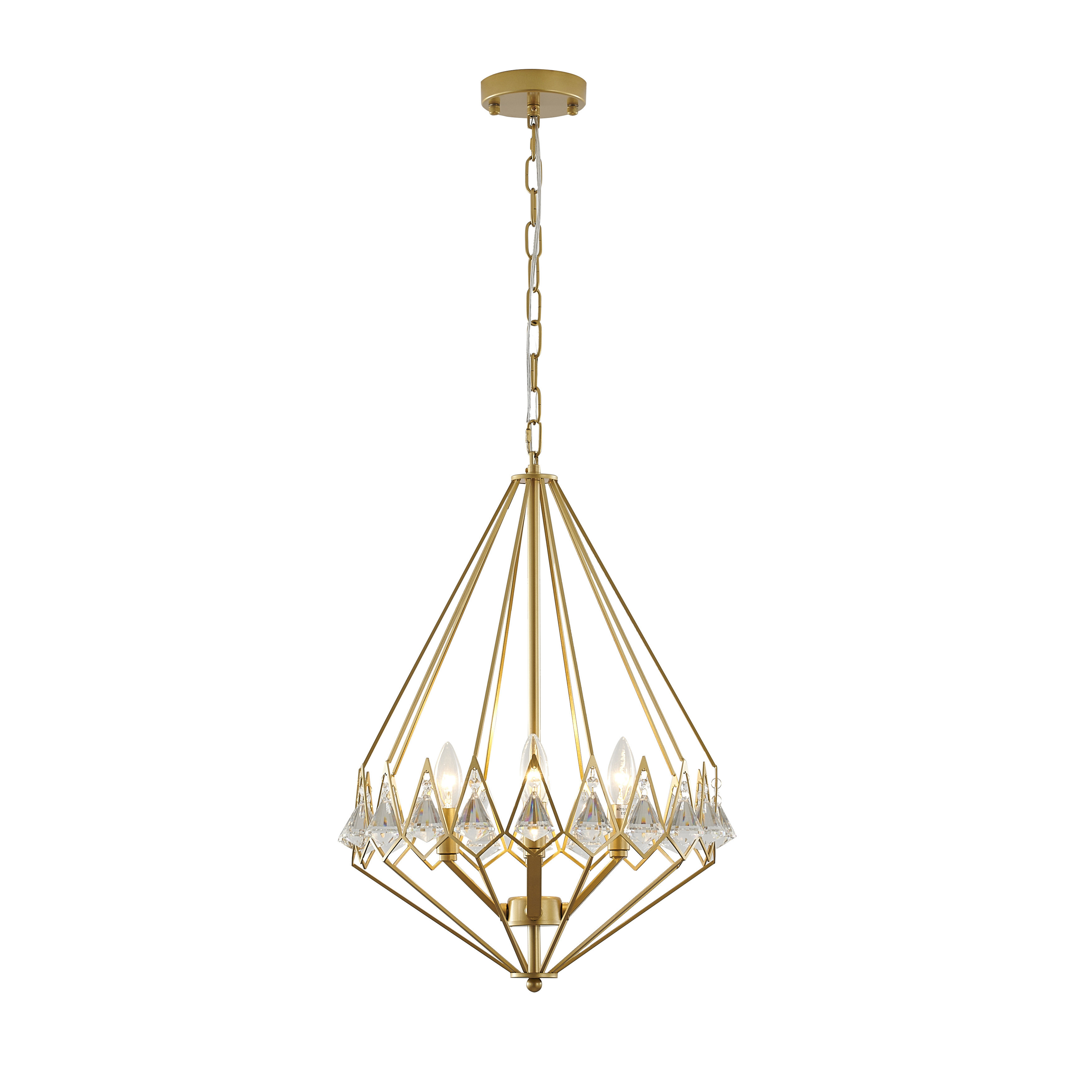 Mercer41 Britton 4-Light Gold Metal Chandelier With Clear Crystal ...