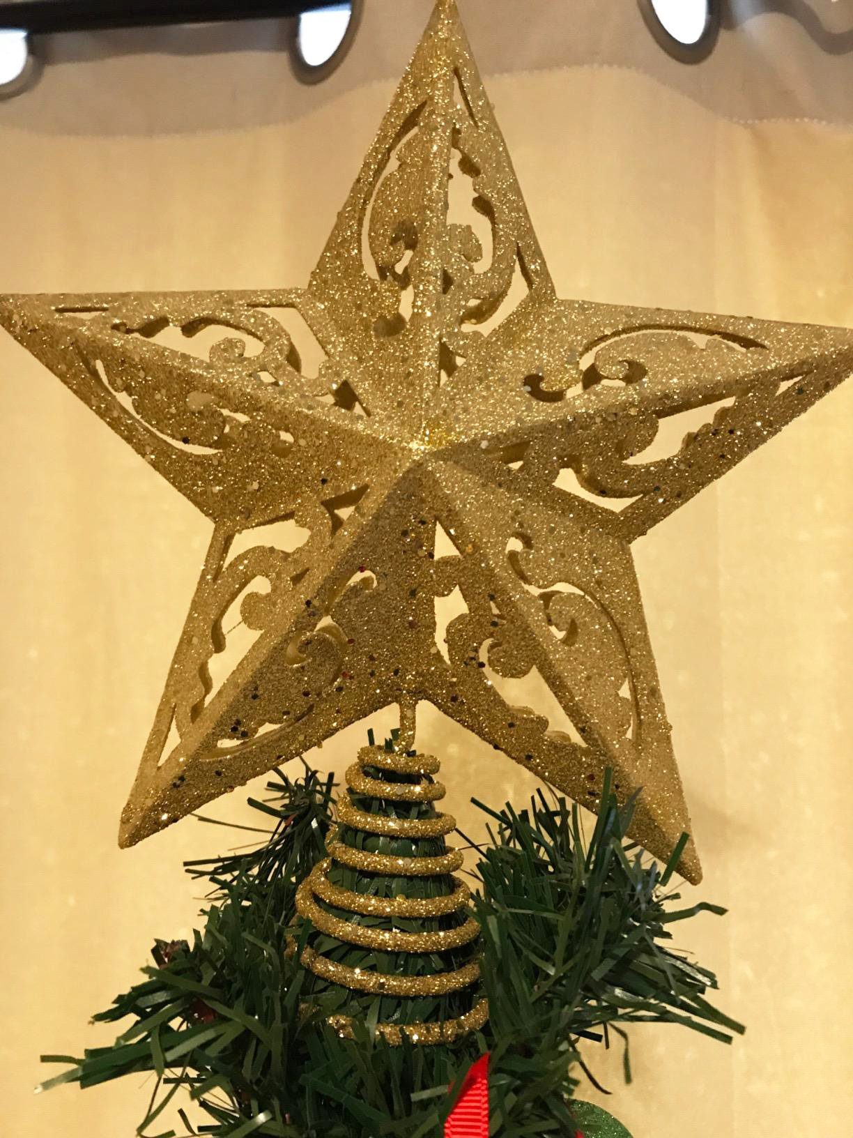 Astoria Grand 8 inch golden shimmering pentagonal star tree top ...