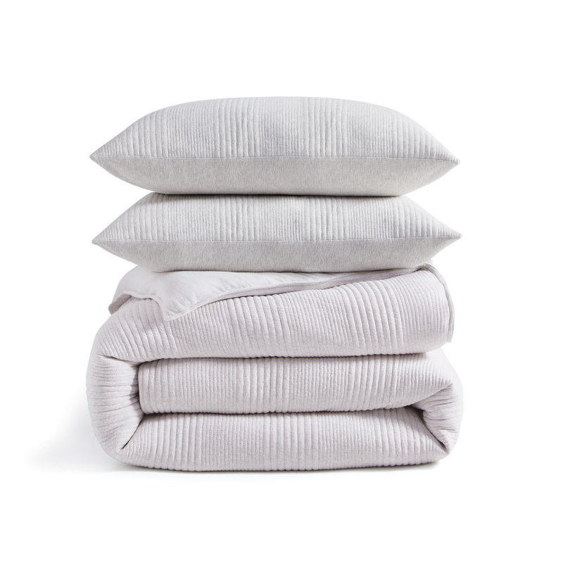 DKNY Pure Ribbed Jersey Queen Comforter Set Heather Gray | Wayfair