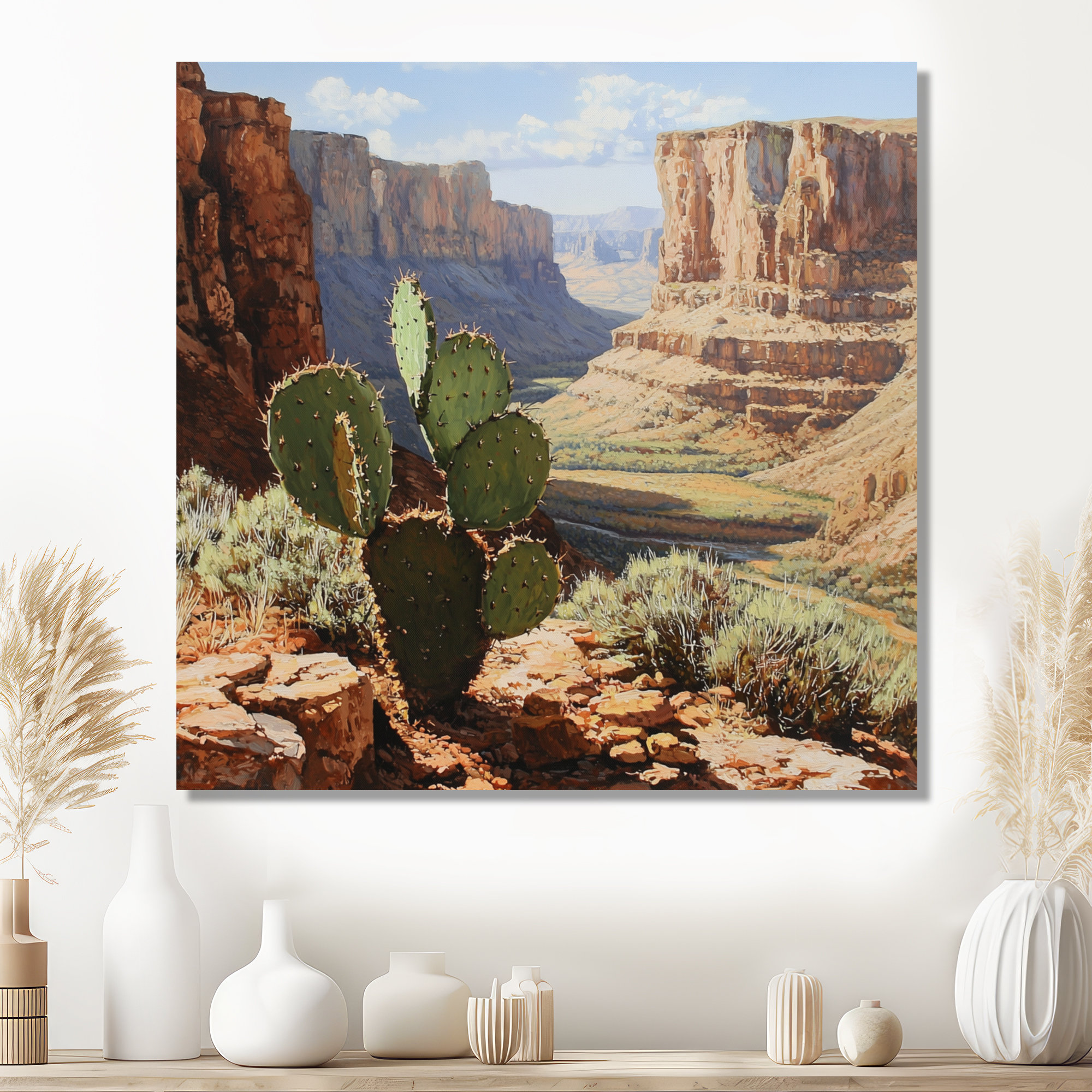 Union Rustic Cactus And The Canyon In Arizona I - cactus Canvas Wall ...