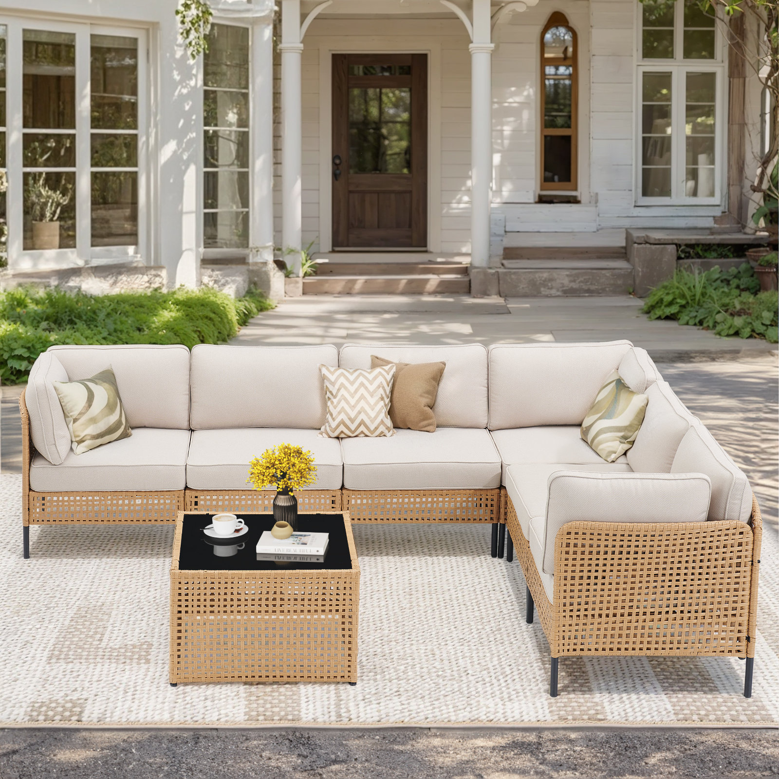 Bay Isle Home™ 7 Pieces Outdoor Modular Sectional Furniture Set, 6 ...