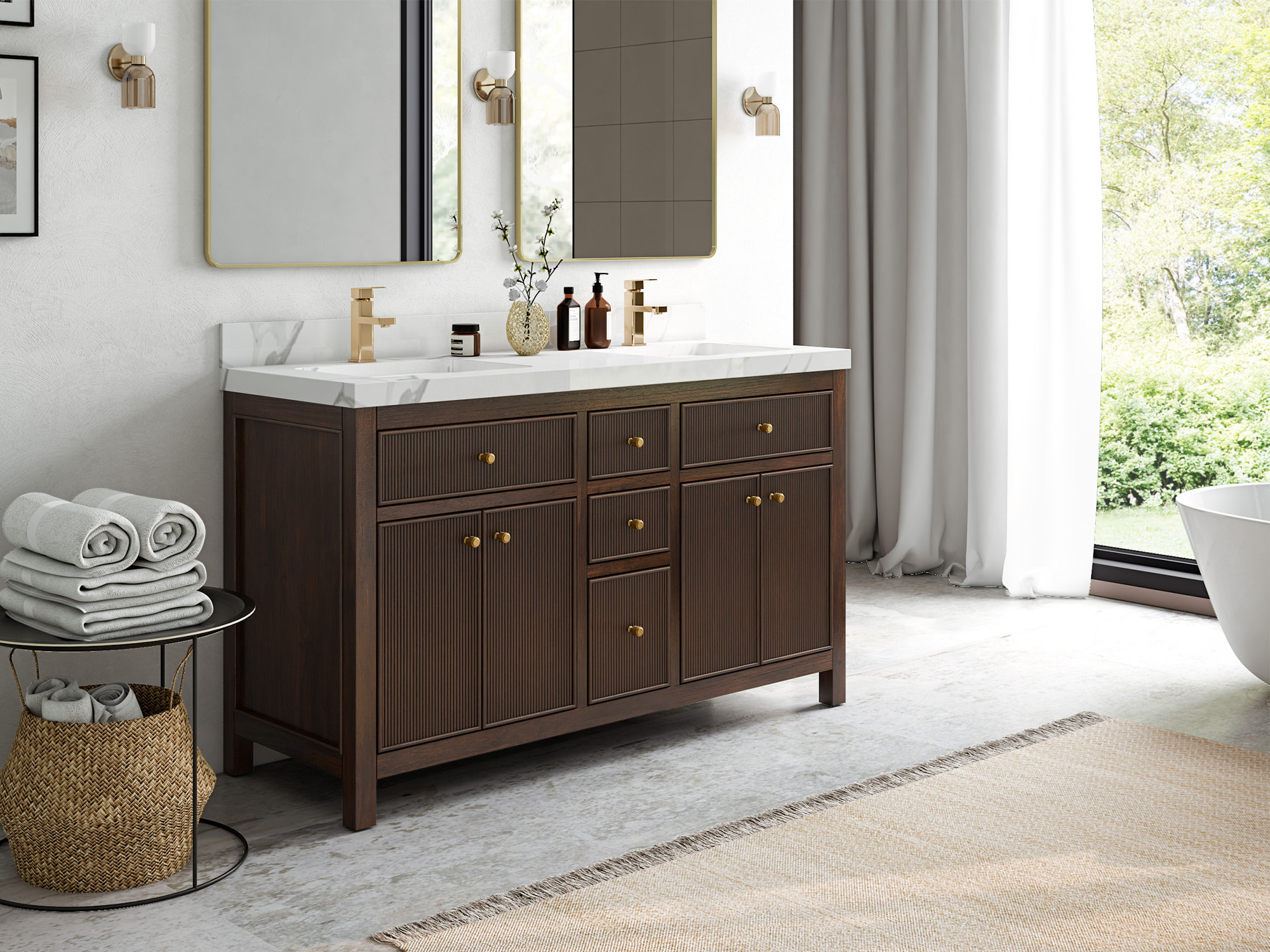 Willow Collections Sonoma 60 In. W X 22 In. D Double Sink Bathroom ...