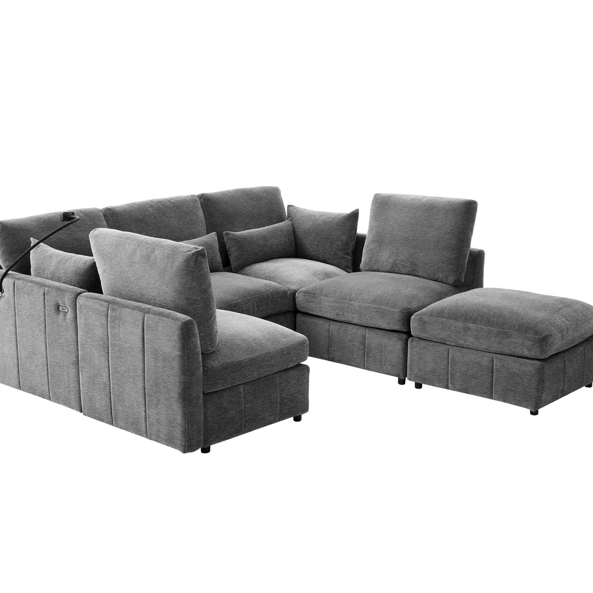 Latitude Run® Chenille 85.4" Sectional With Movable , Two Charging ...