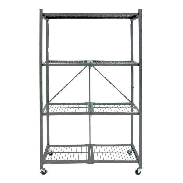 Origami 4 Tier Multipurpose Folding Storage Organizing Rack with Wheels ...
