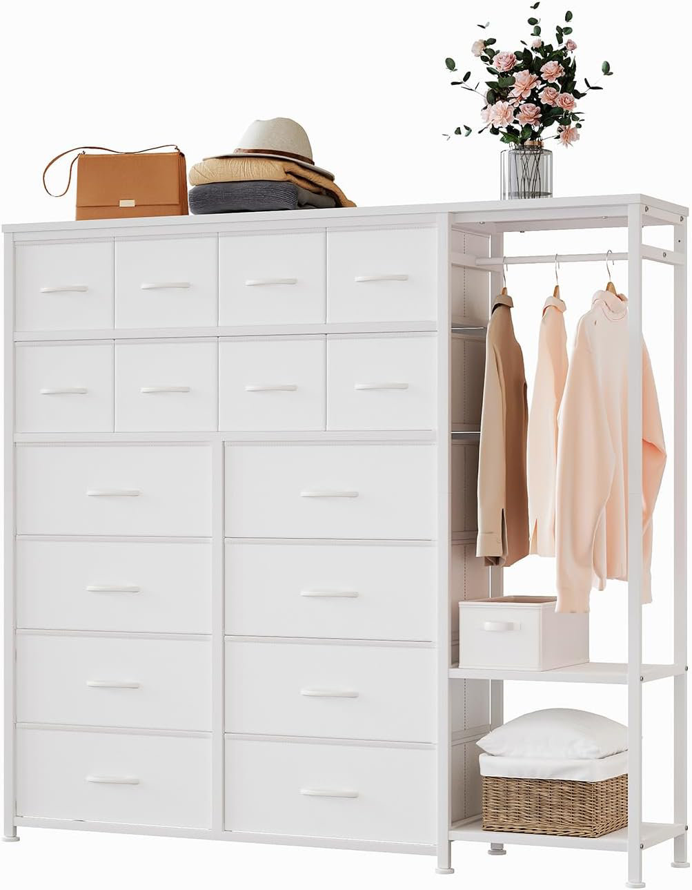 Hokku Designs Clothes Rack with 16 Fabric Drawers & 2 Storage Shelves ...