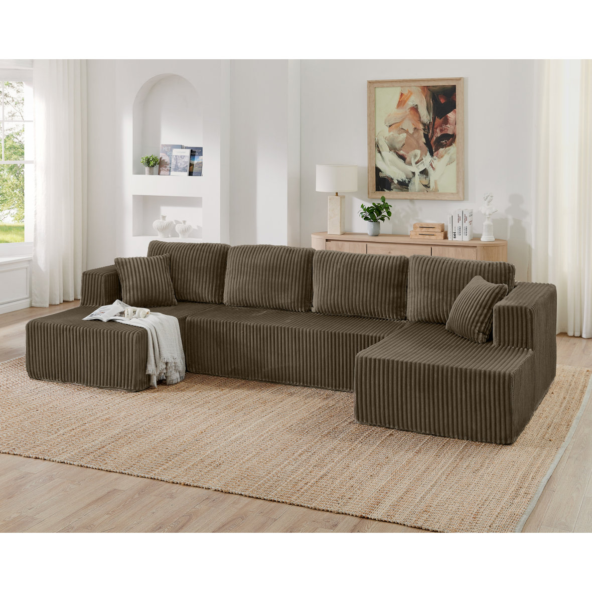 Ebern Designs U Shape Modular Sectional Sofa, Compressed Sectional Sofa ...