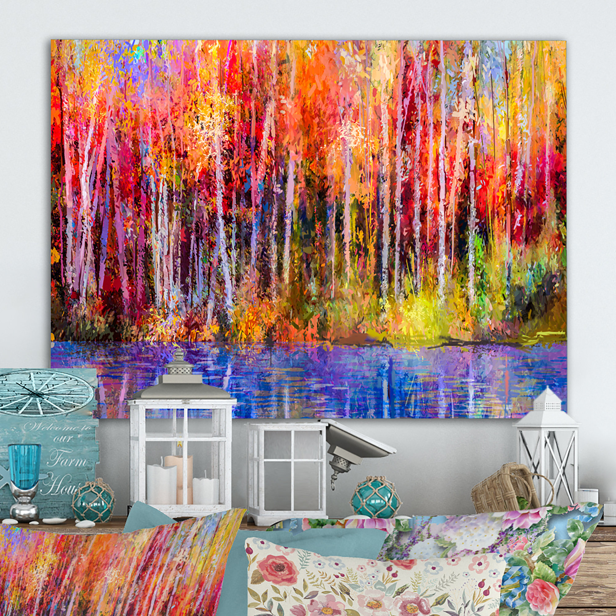 Millwood Pines Abstract Autumn Forest By The Late - Traditional Canvas ...