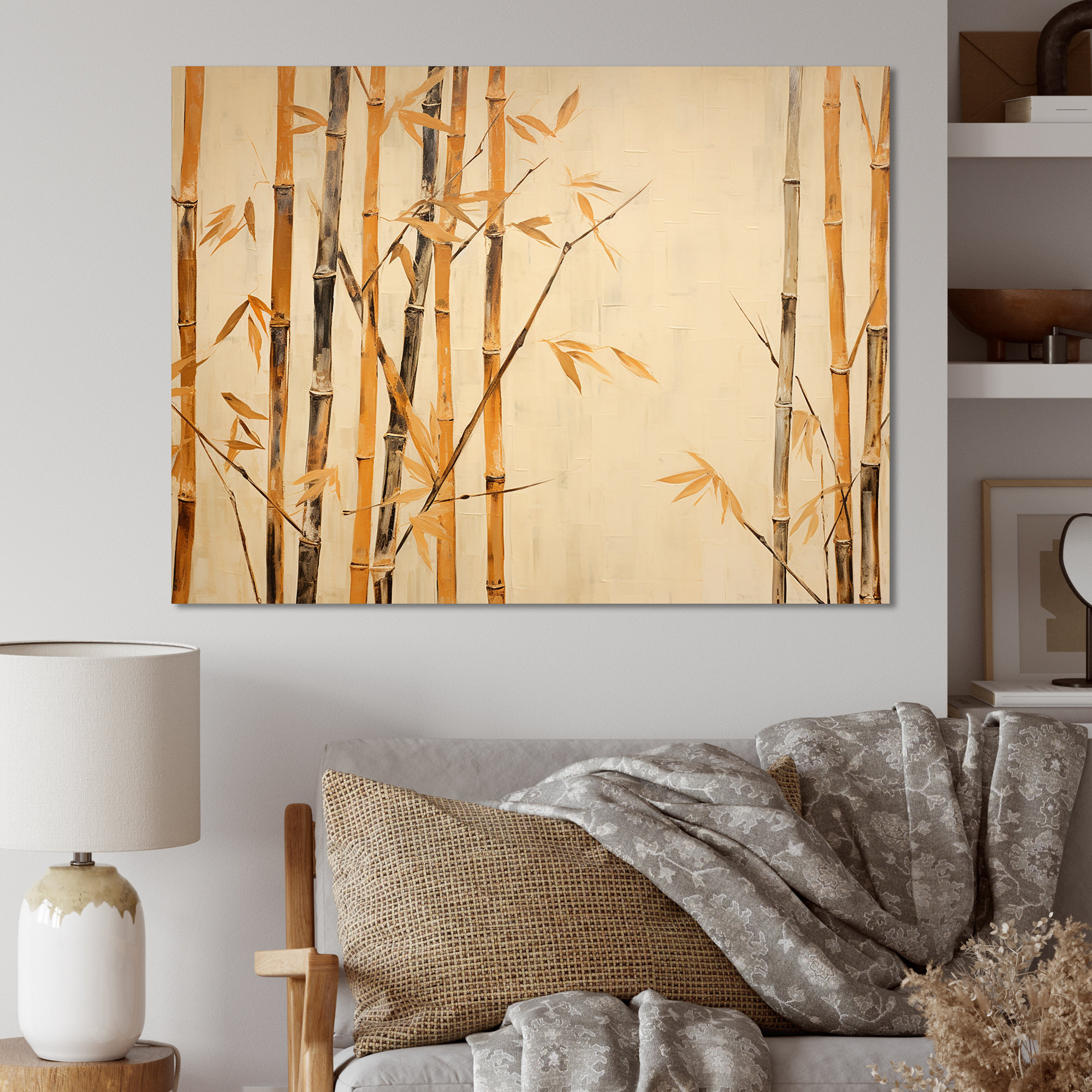 Design Art Minimalism Beige Bamboo Serenity I - Bamboo Wall Art Living ...