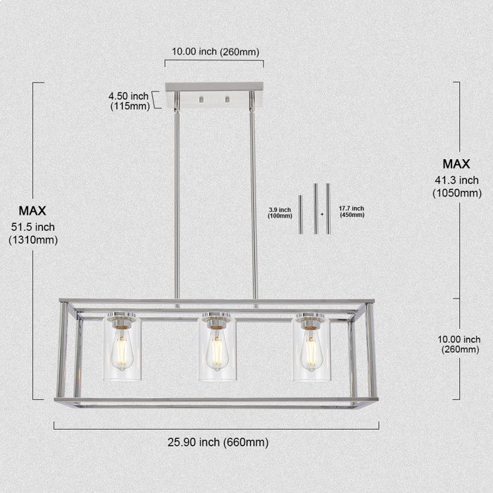 17 Stories 3-1811-3 3 - Light Kitchen Island Pendant & Reviews | Wayfair