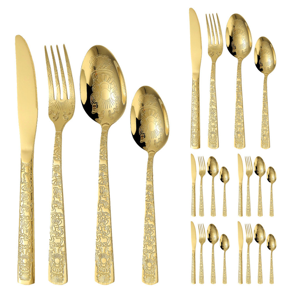 House of Hampton® 24 Piece Silverware Set For 6, Luxury Style Stainless ...