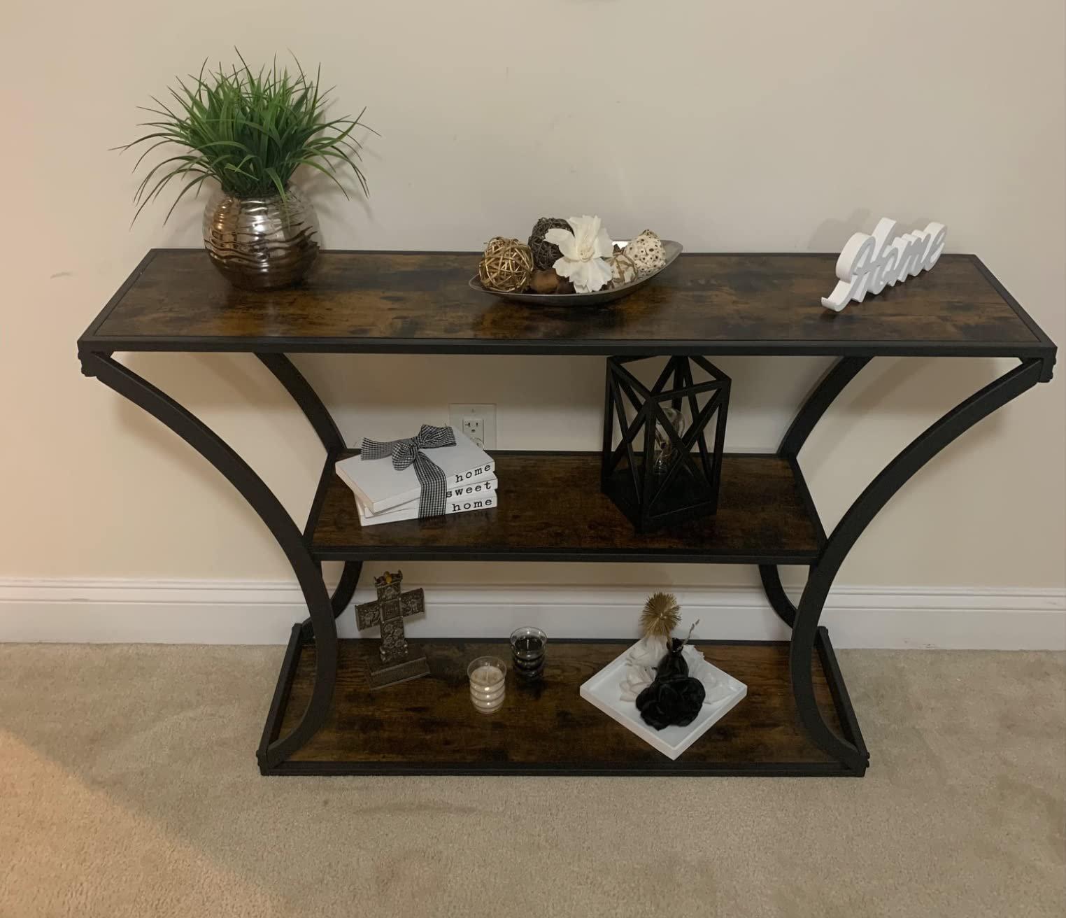 17 Stories Console Table with Curved Frames and 2 Open Shelves | Wayfair