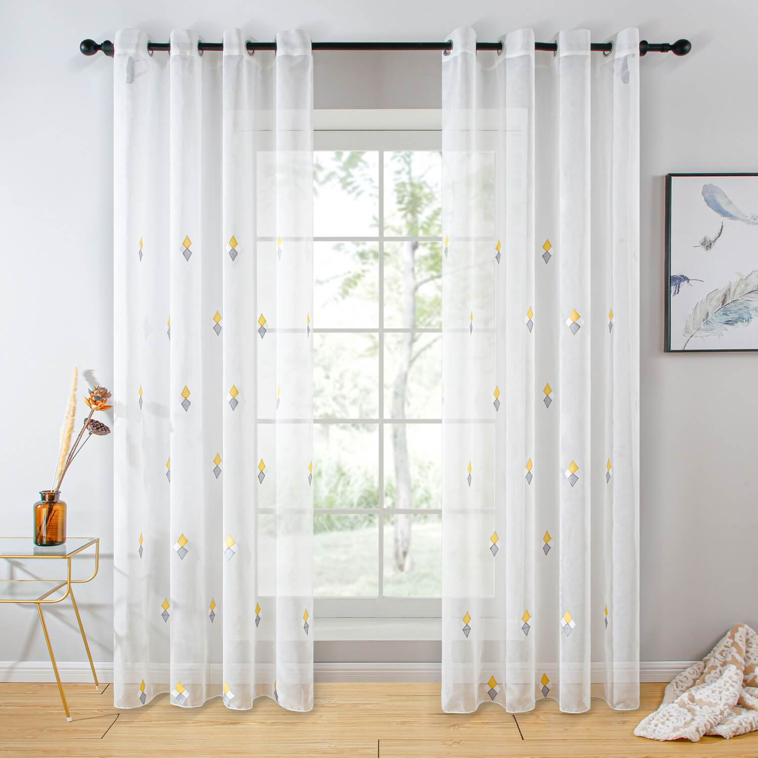 Hokku Designs Aneurin Geometric Sheer Single Curtain Panel - Wayfair Canada