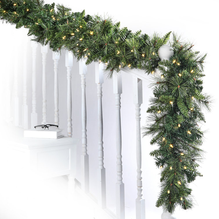 The Twillery Co. Deluxe Belgium Pre-Lit Garland with 100 Clear/White ...