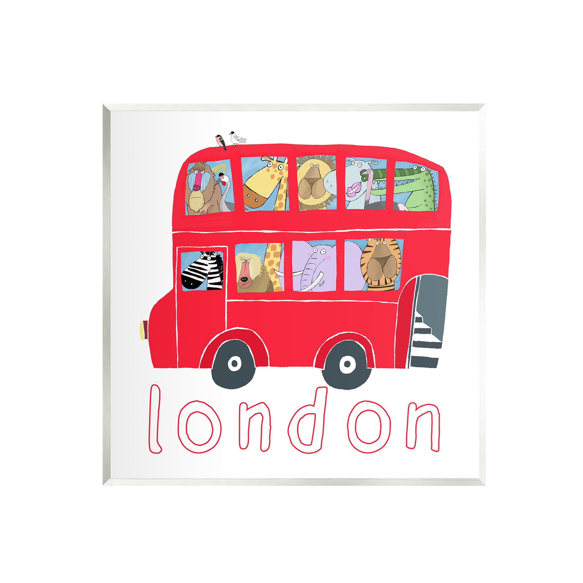 Mason & Marbles London Bus Of Animals Framed Giclee Art Design By Carla ...