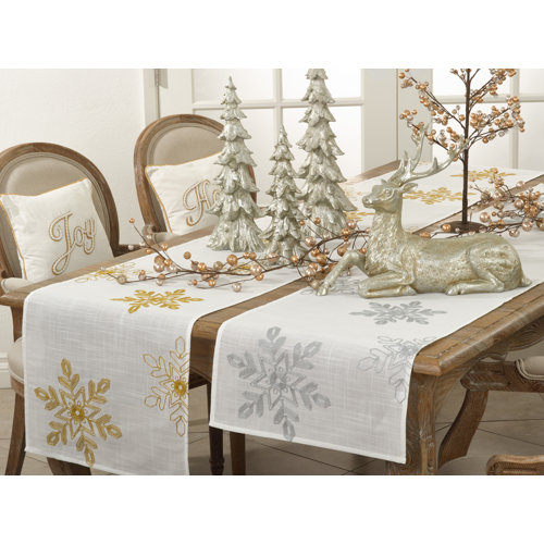 The Holiday Aisle® Rectangle Christmas Polyester Table Runner & Reviews ...