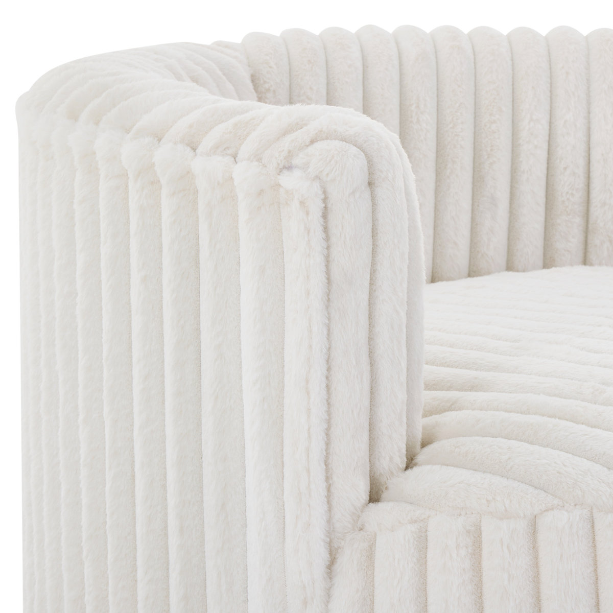 Latitude Run® Malna Plush Wide Wale Corduroy Upholstered Barrel Accent ...