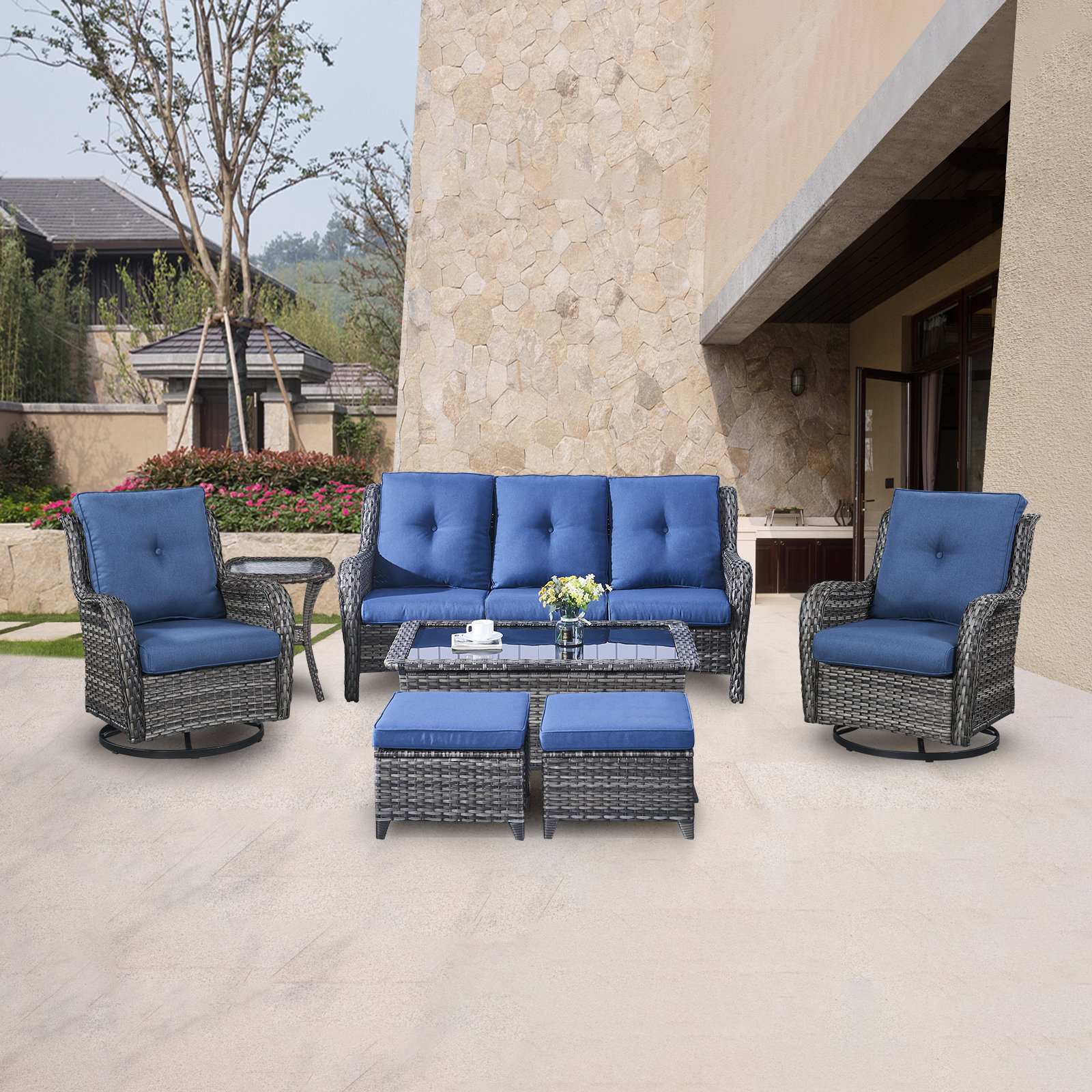 Wildon Home® Bonia 5 - Person Patio Conversation Sets with Cushions ...