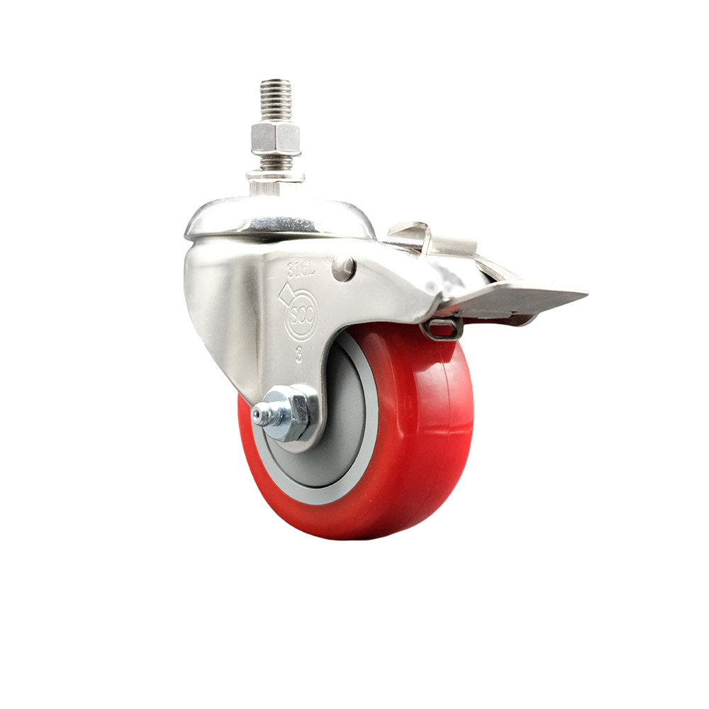Service Caster 316SS Polyurethane Swivel Stem Caster Total Lock Brake ...