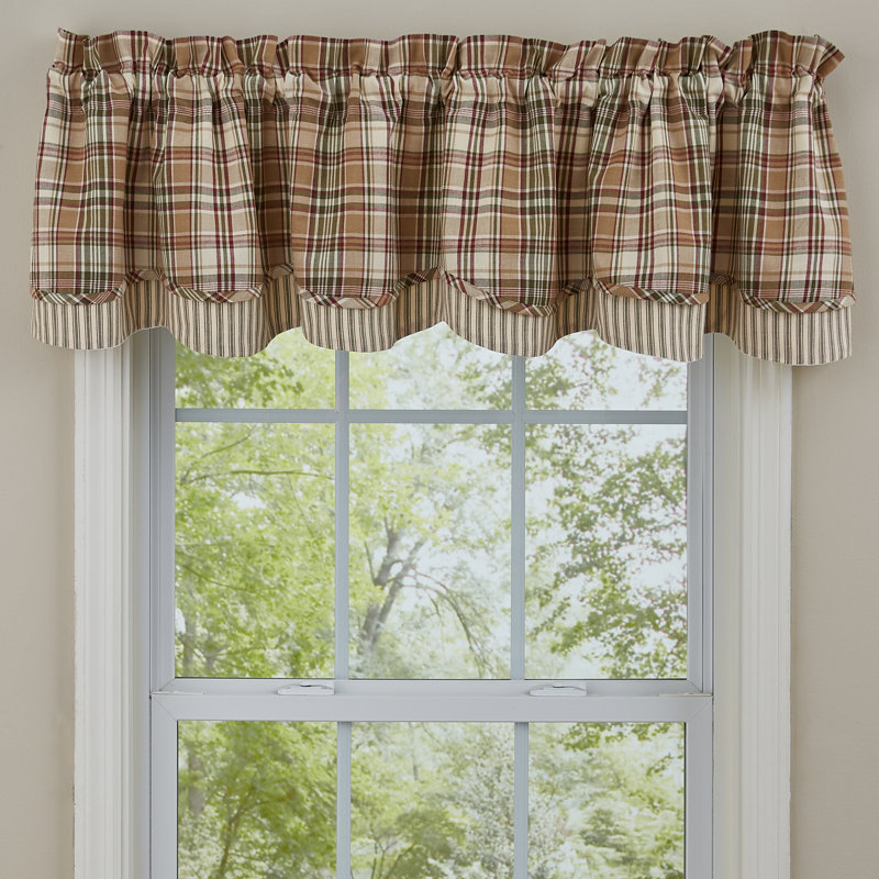 Gracie Oaks Beige Thyme Lined Layered Valance 16"L | Wayfair