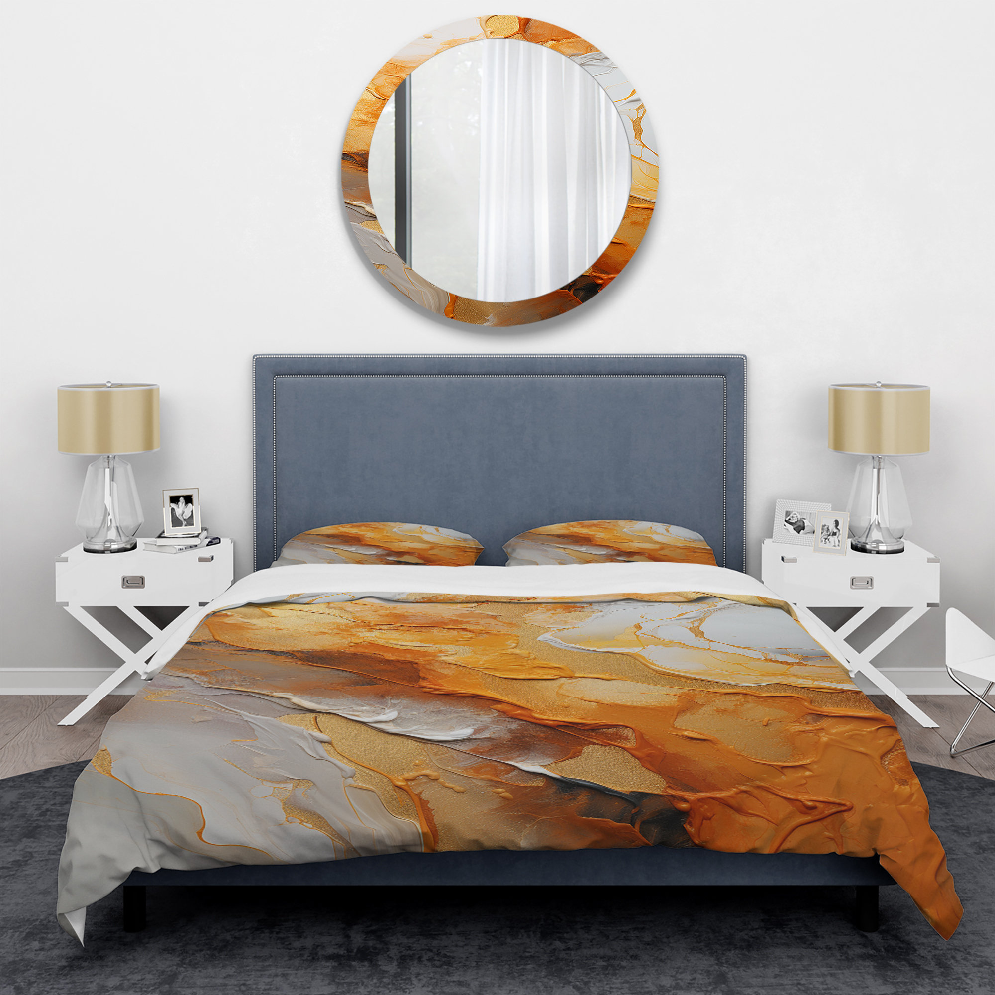 Design Art Gold And White Geode Lava IV - Stone Geode Duvet Cover Set ...
