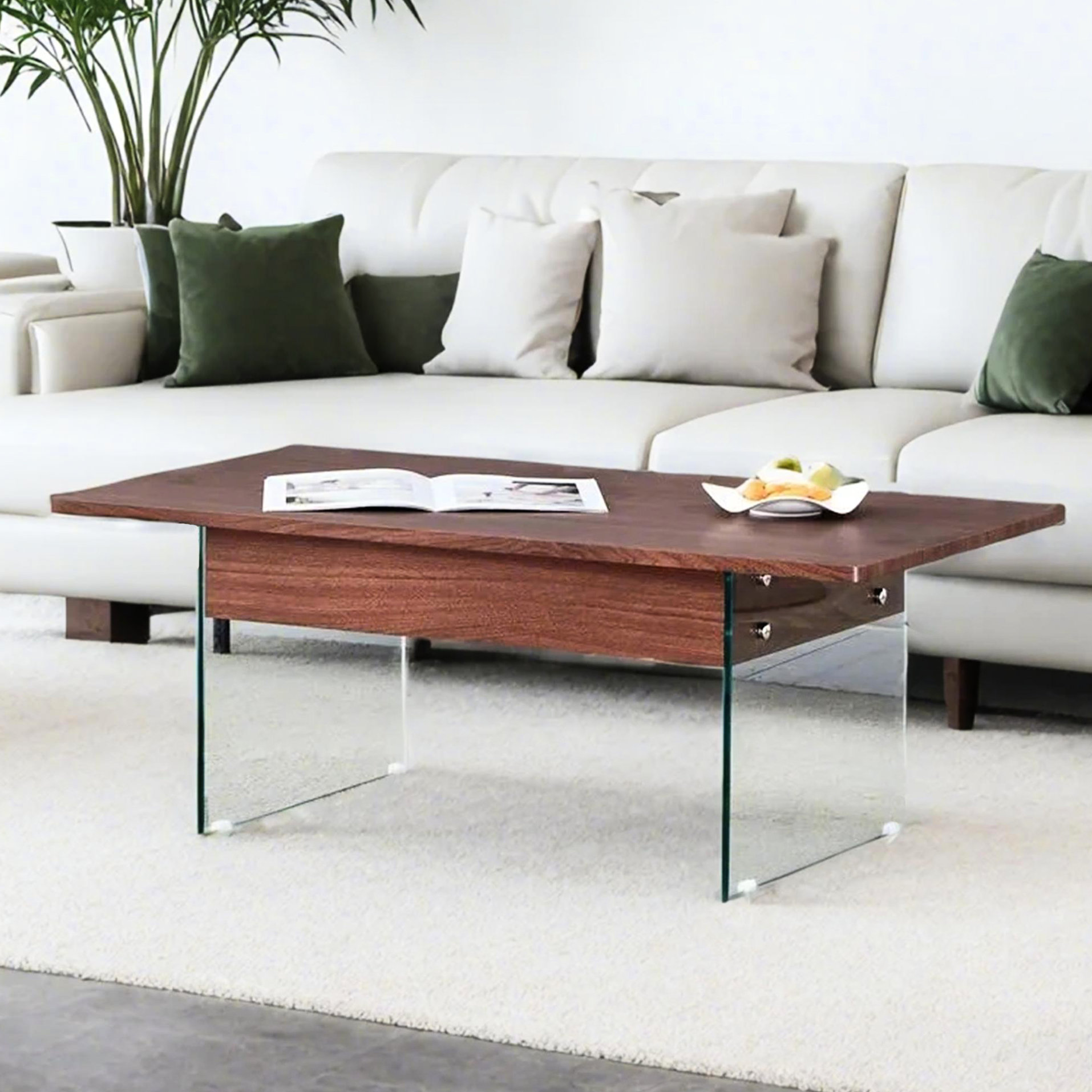 Wrought Studio™ Lift Top Coffee Table With Grain Sticker Surface, Clear ...