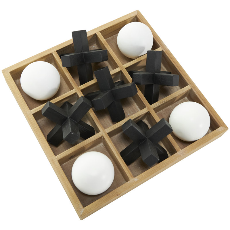 Cole & Grey Wood Dimensional Tic Tac Toe Decor Brown Game Set with 3D ...