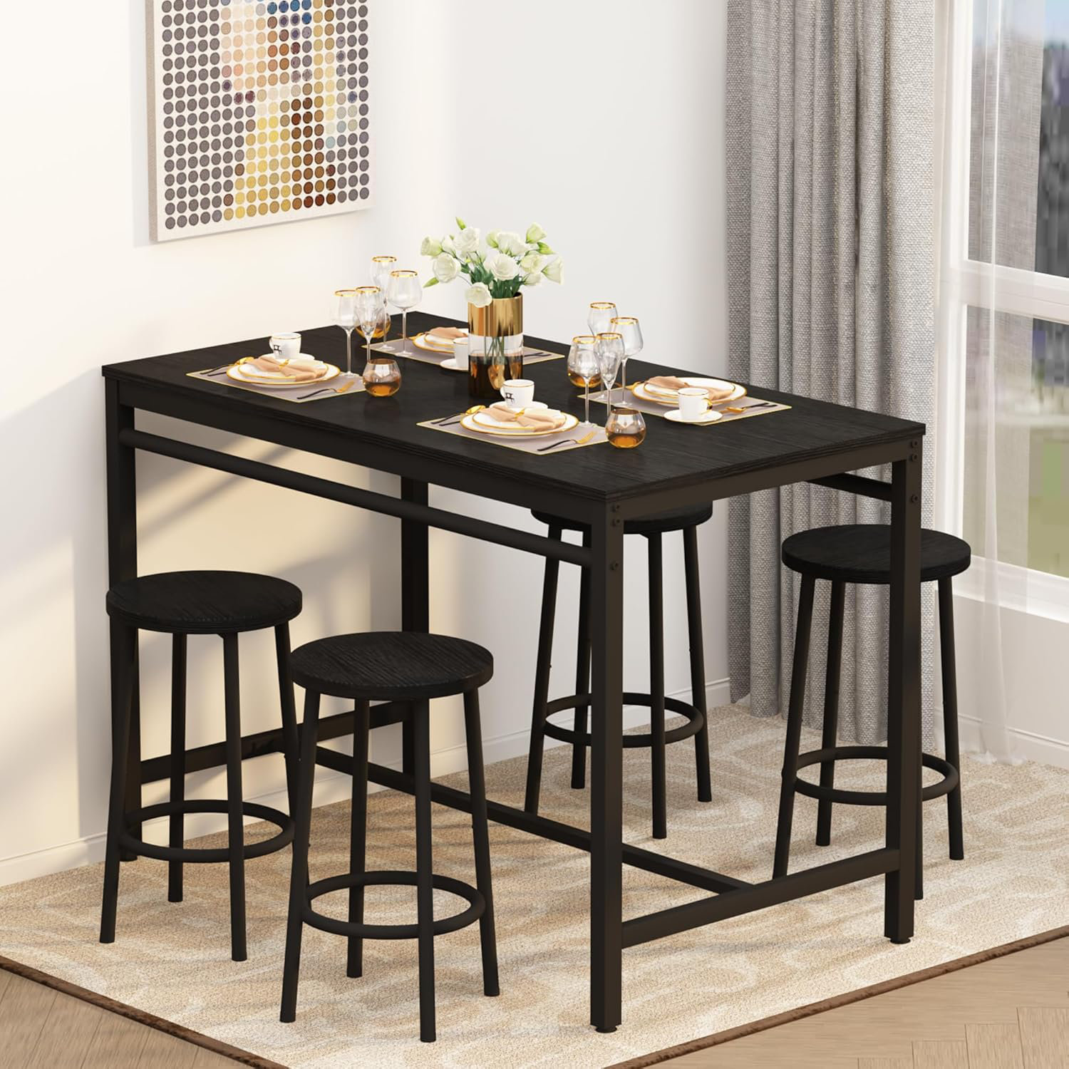 George Oliver 5-Piece Modern Counter Height Pub Table With 4 Stools ...