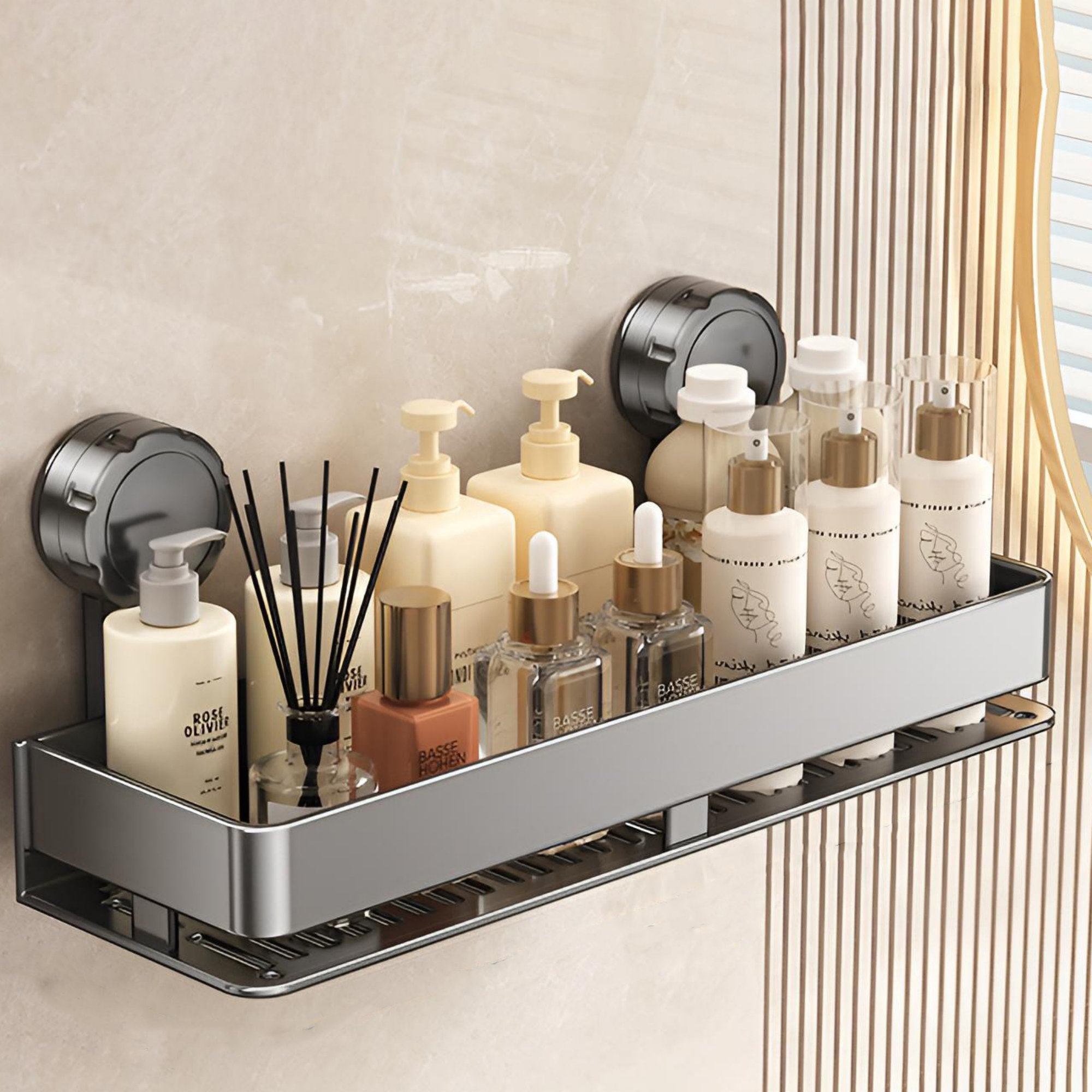 Mint Pantry® Suction Cup Non Perforated Bathroom Storage Rack, Bathroom ...