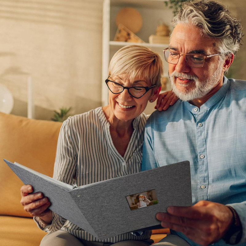 Wonpex Photo Album Self Adhesive 3 Ring Binder , Linen Cover Scrapbook ...