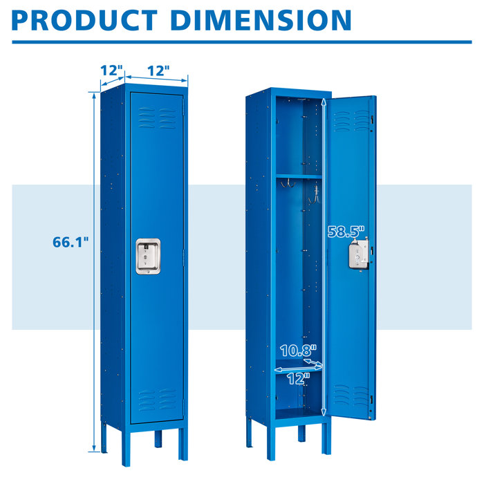 Steelcube Metal 1 - Tier 12'' Gym & Locker Room Locker with Padlock ...