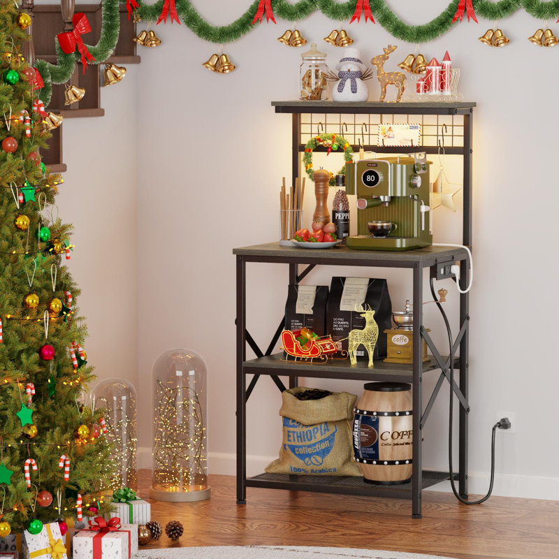 17 Stories 4 - Tier Bakers Rack with Power Outlet & LED Light ...