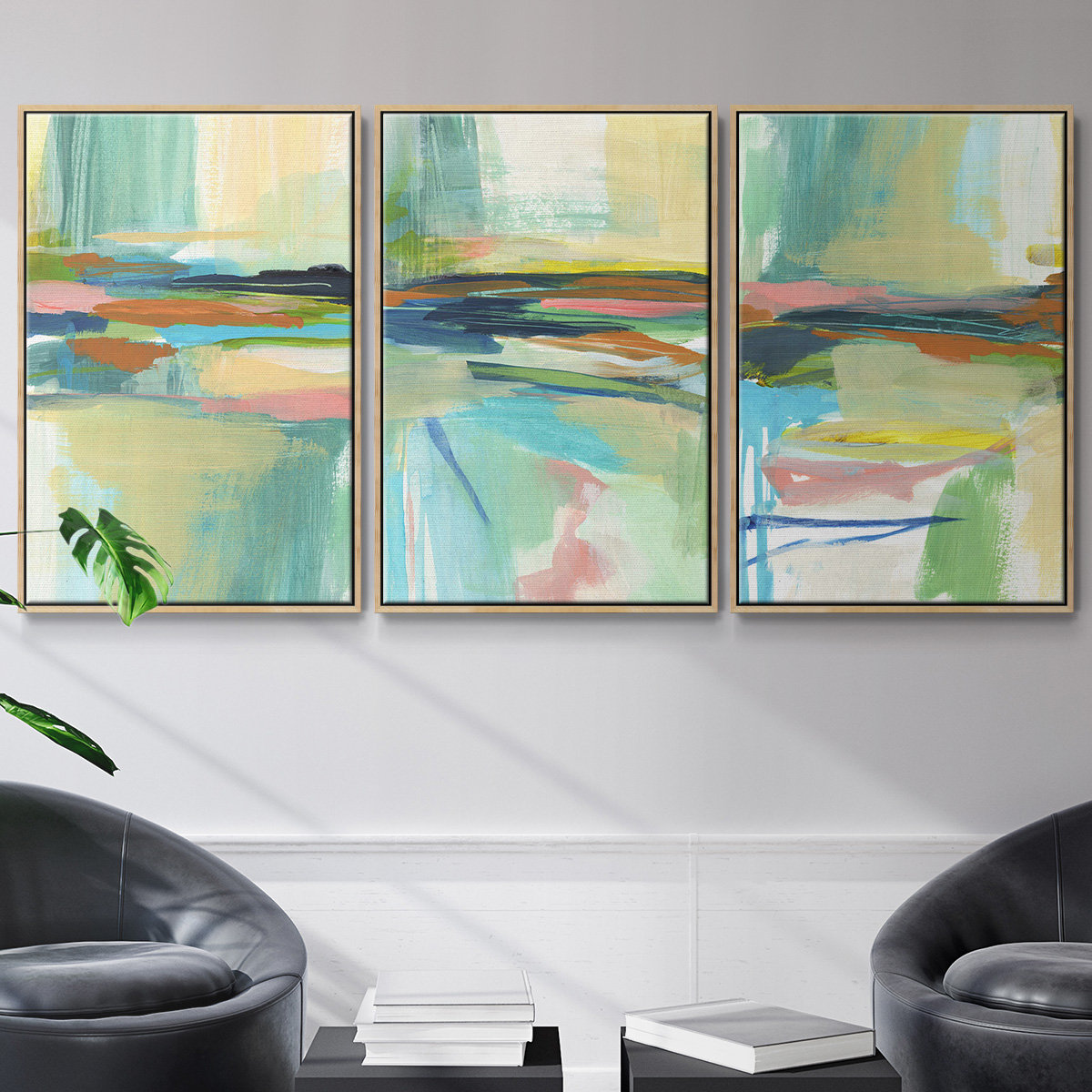 Ivy Bronx Radiant Horizon I Framed On Canvas 3 Pieces Set | Wayfair