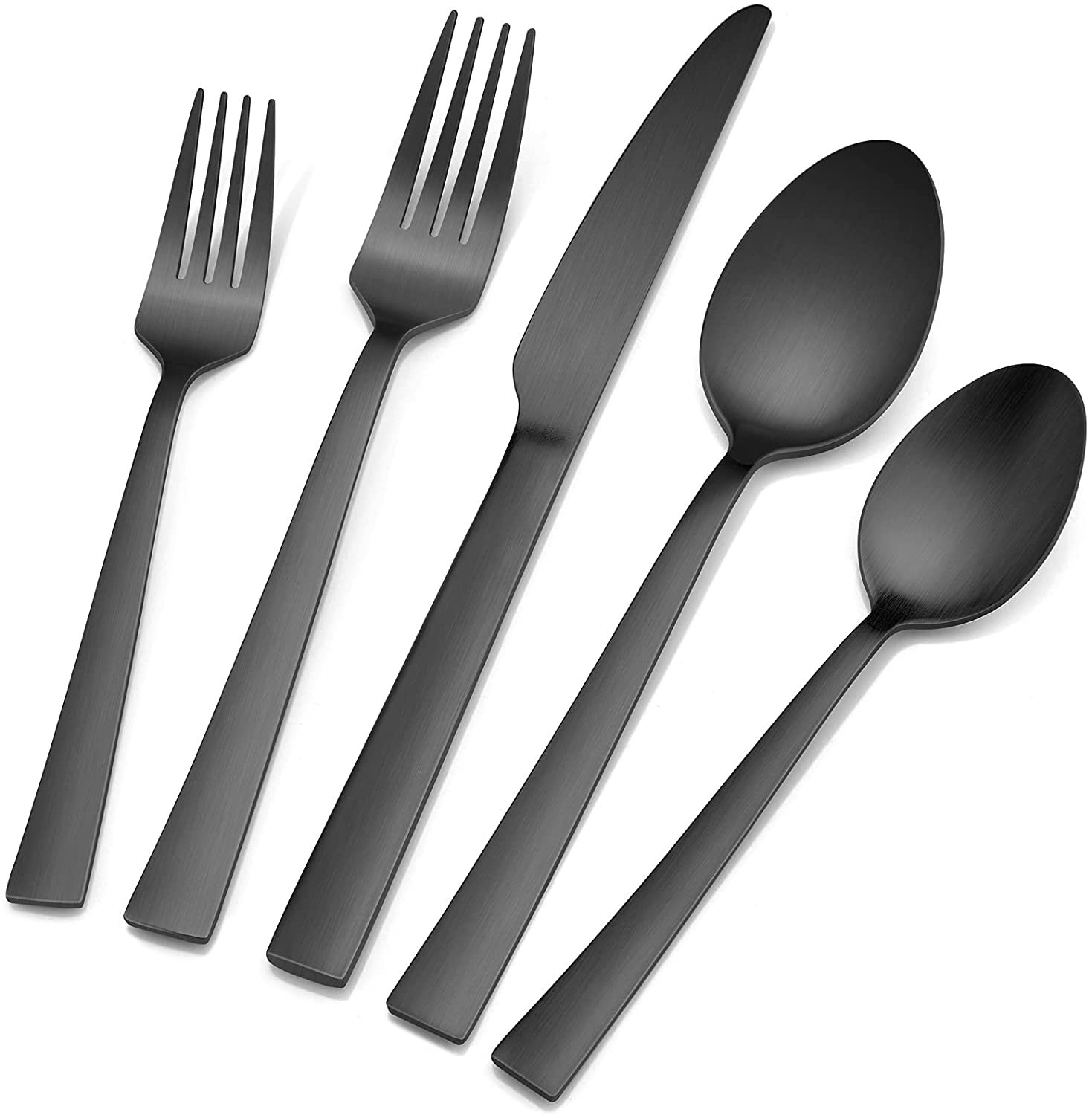 Gracie Oaks 20-Piece Matte Black Silverware Set, Stainless Steel ...