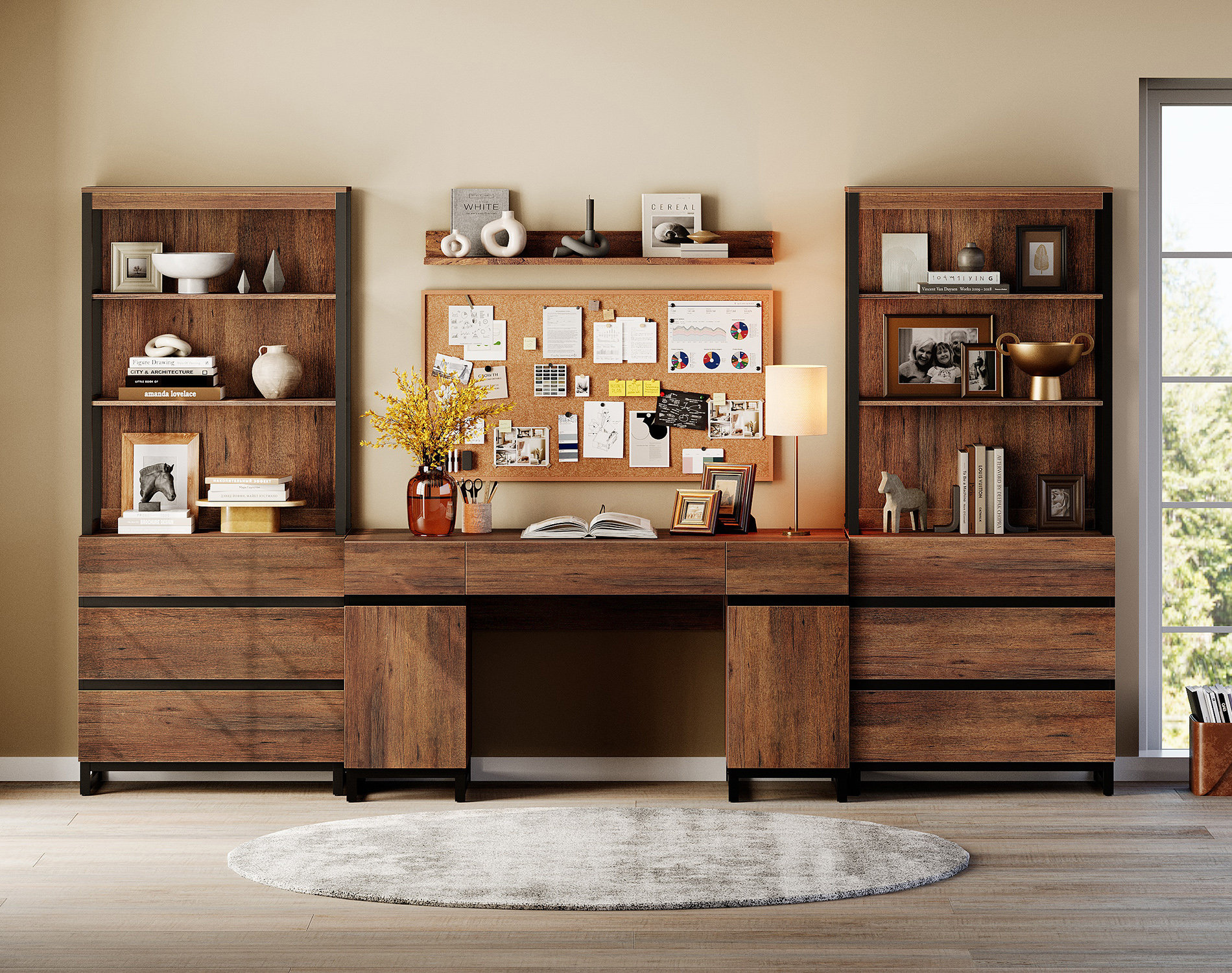 Latitude Run® Aadam Home Office Furniture Set: 59" Executive Desk With ...