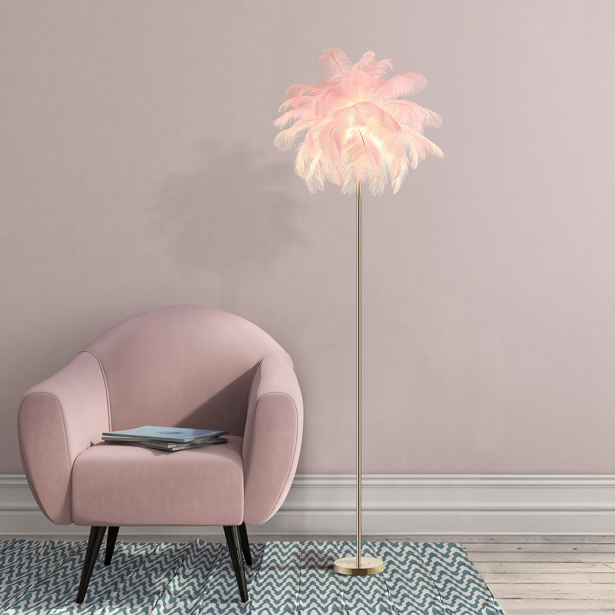 Willa Arlo Interiors Lismore 63'' Brass LED Novelty Floor Lamp with ...