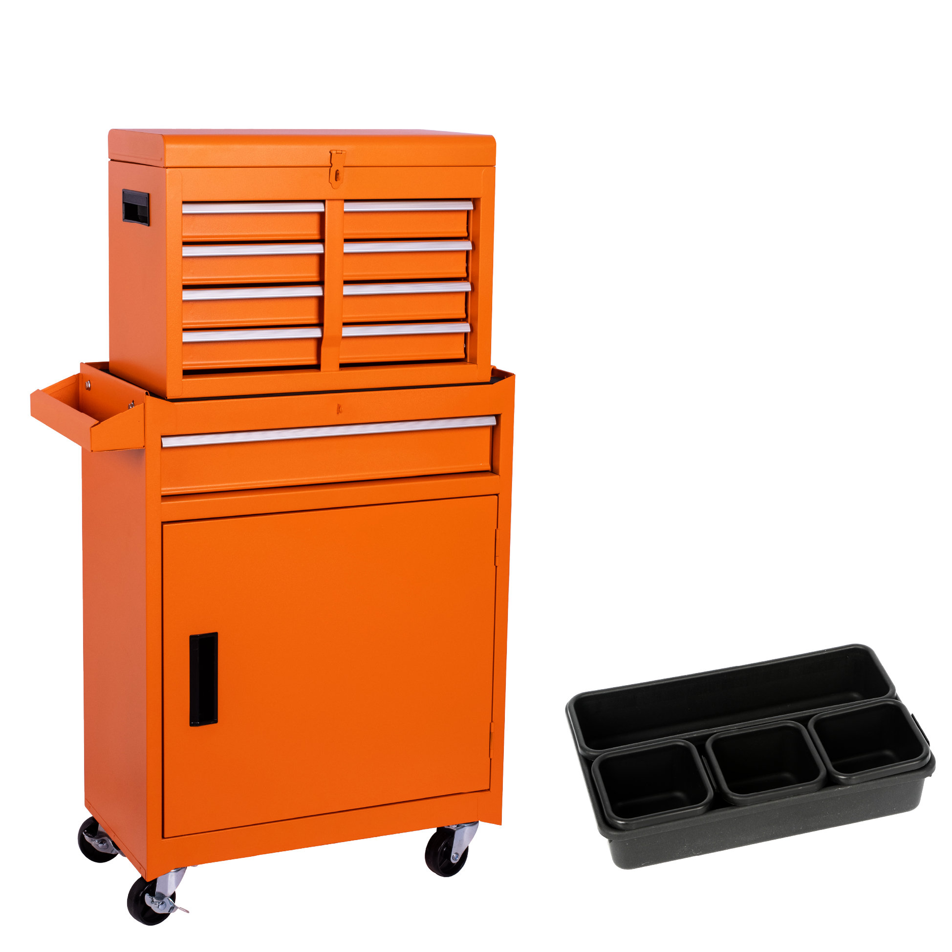 17 Stories Orange Steel 5 Tool Cabinet - Detachable Top Box, Lockable ...