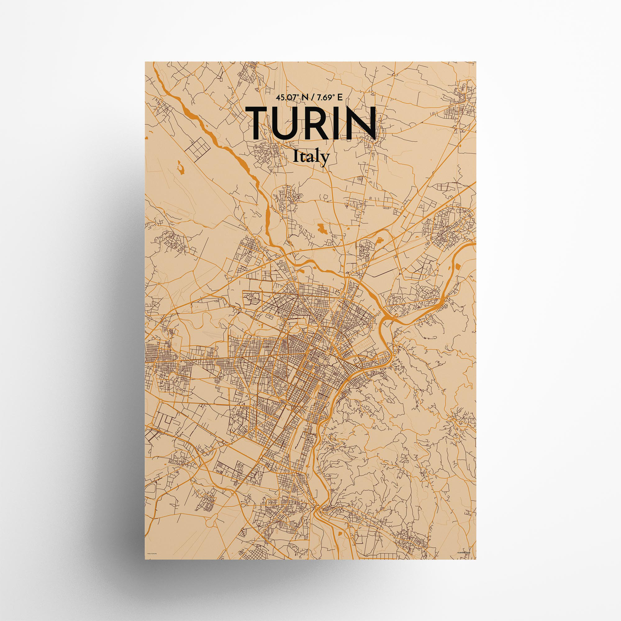 OurPoster.com Turin City Map Graphic Art In Vintage - Wayfair Canada