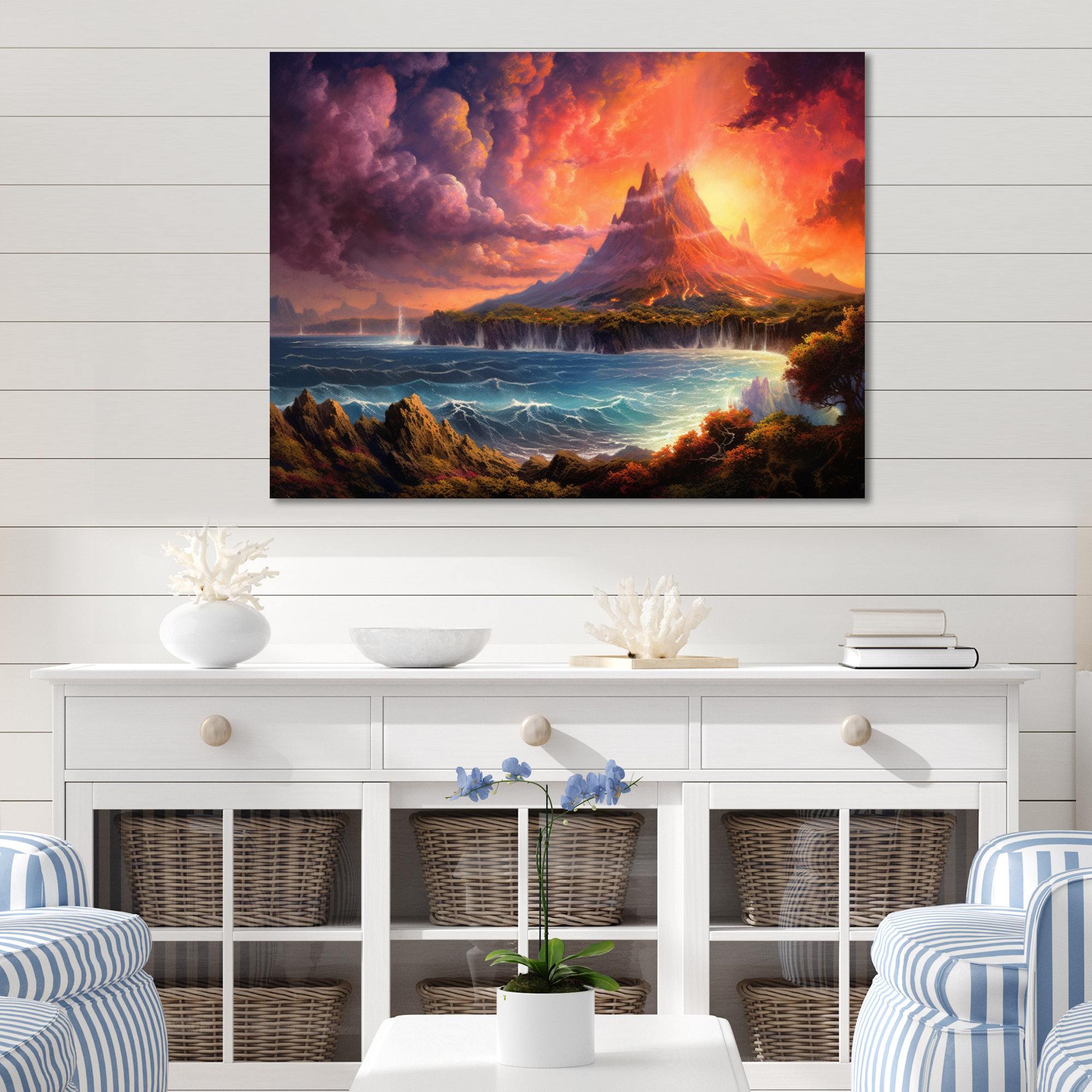 Loon Peak® Tropical Volcano Paradise - Coastal Metal Wall Decor | Wayfair