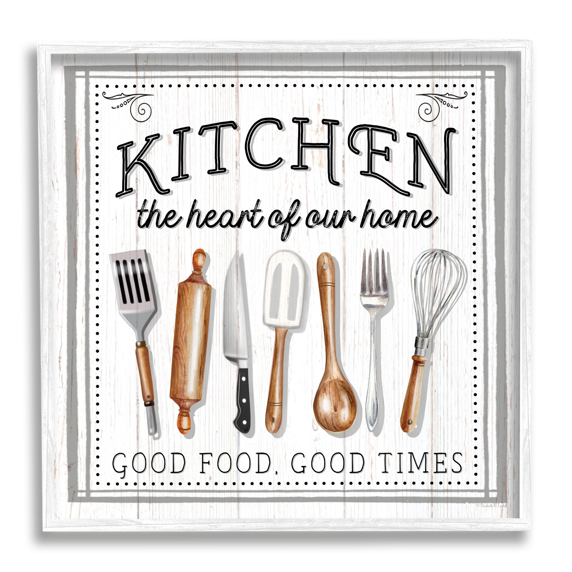 Stupell Industries Kitchen Good Food & Times Framed Giclee Art by ...