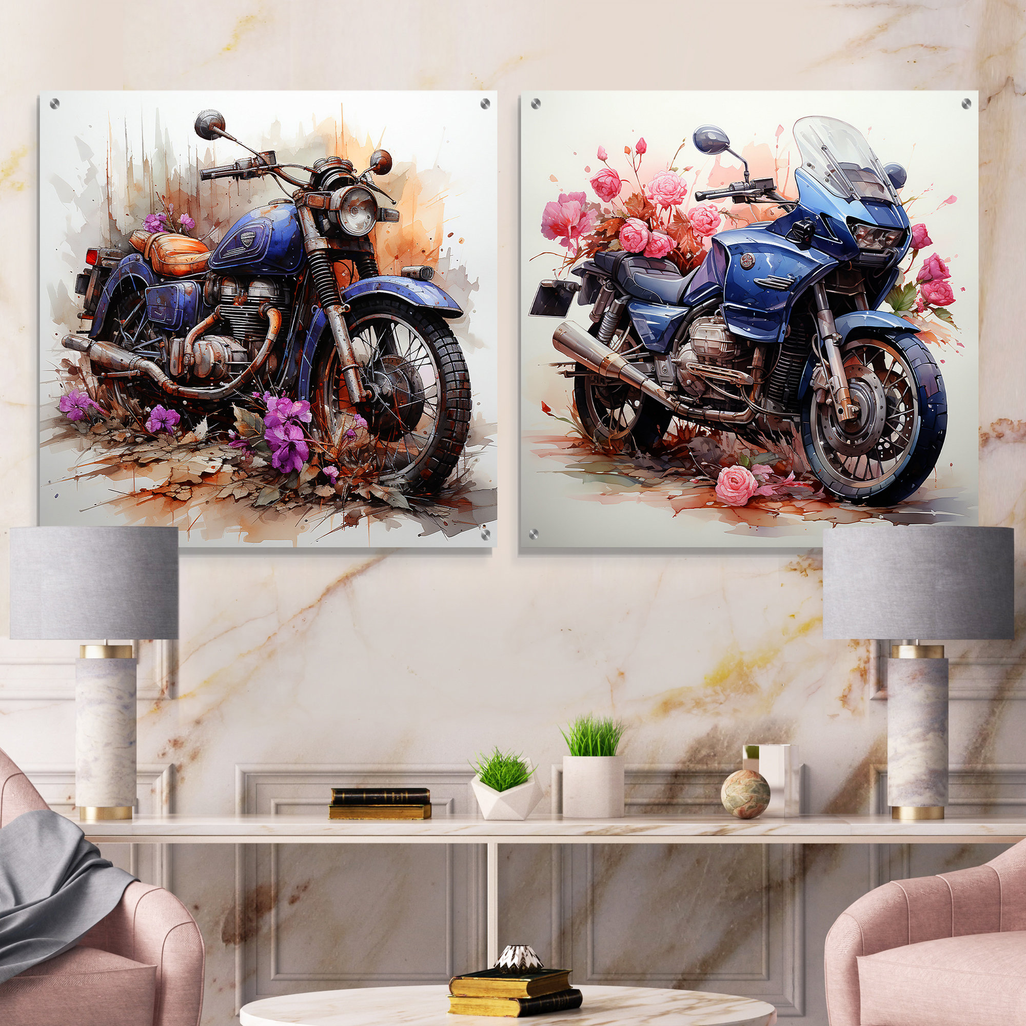 Trent Austin Design® Watercolor Motocycle Flower Path - Motorcycle ...