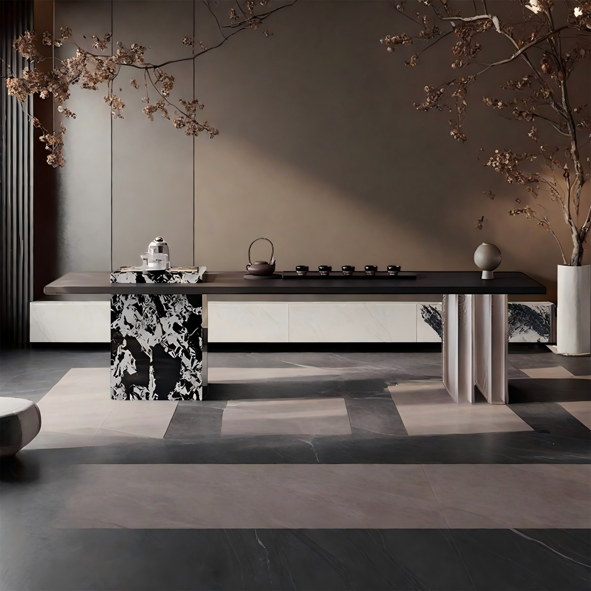 Brass Foam Modern Minimalist Black Tea Table Desk | Wayfair