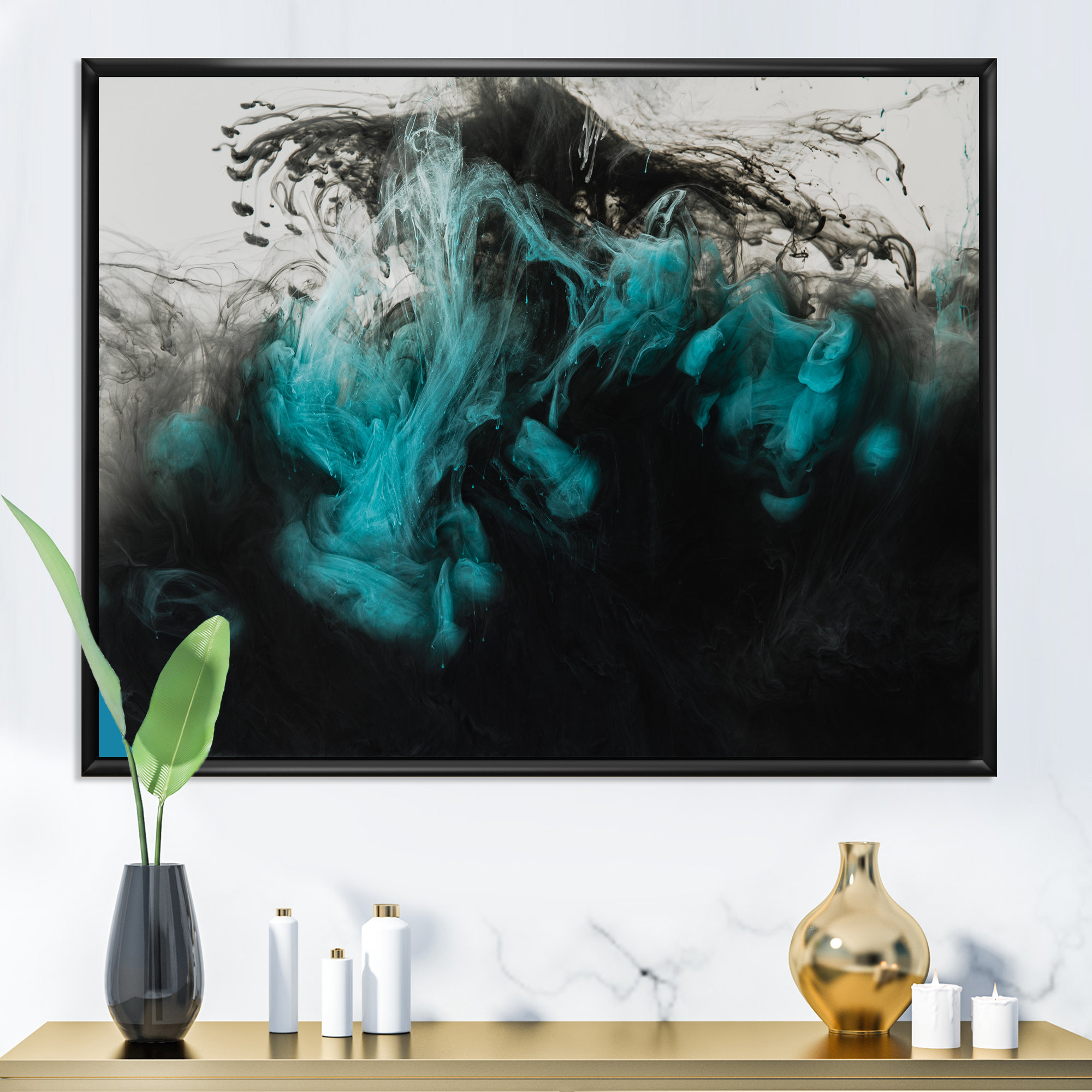 Wrought Studio Black & Turquoise Mixing Liquid Ink " Black And ...